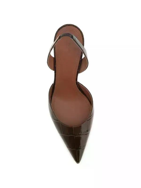 Amina Muaddi Holli Slingback Heeled Pumps - Brown