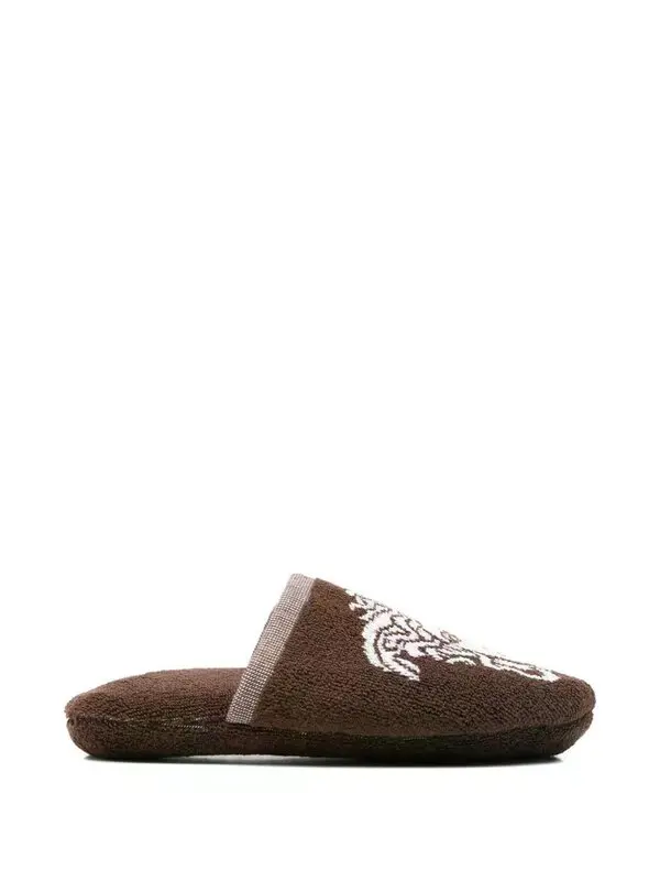 Versace Jacquard Medusa Slippers - Brown