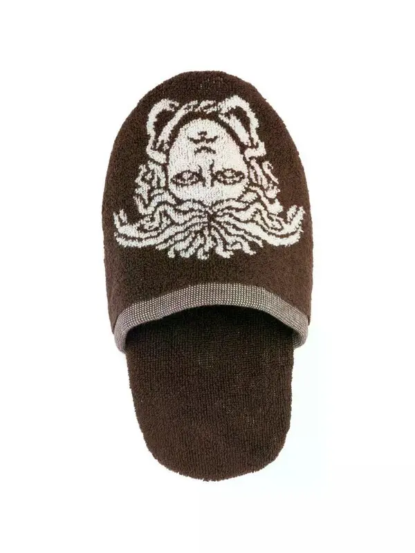Versace Jacquard Medusa Slippers - Brown