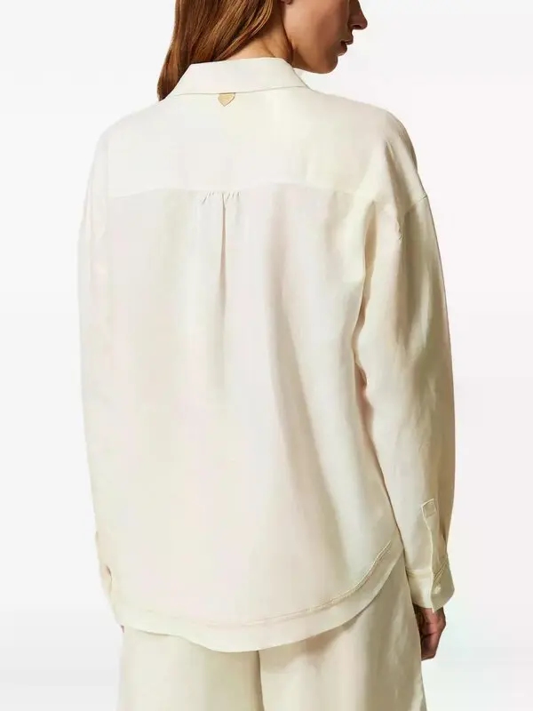 TWINSET Linen Blend Embroidered Shirt