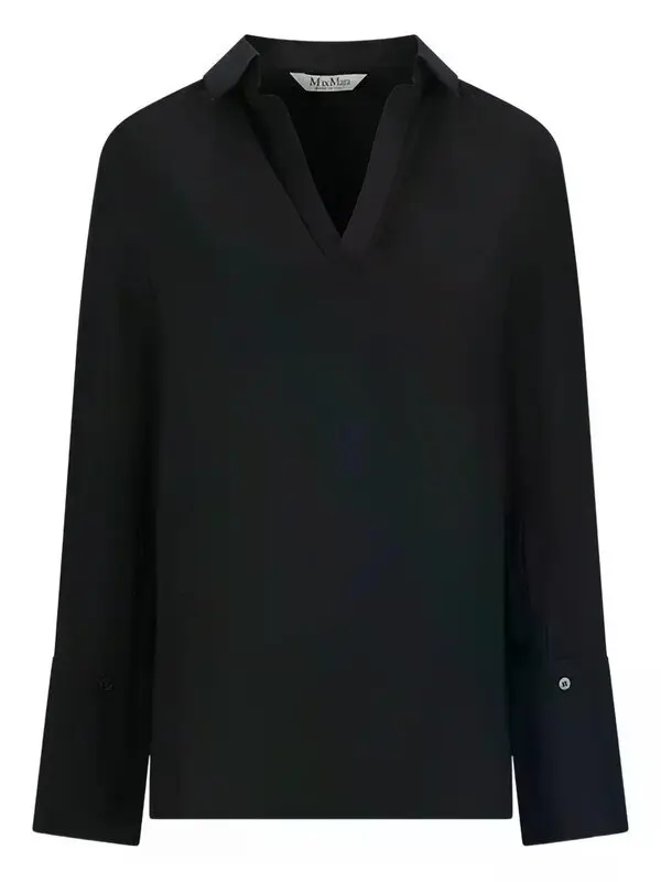 Max Mara Dover V-neck Polo Top - Black