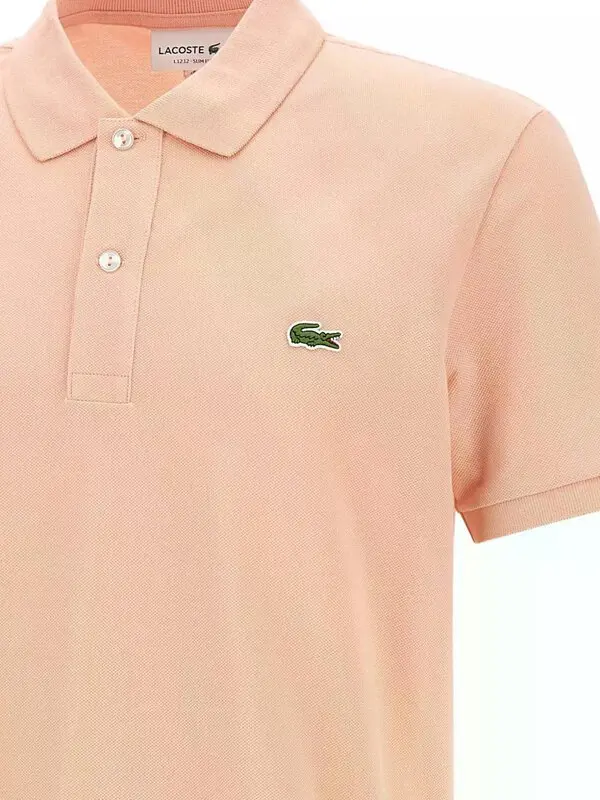 Lacoste Ribbed Logo Patch Polo Shirt - Pink