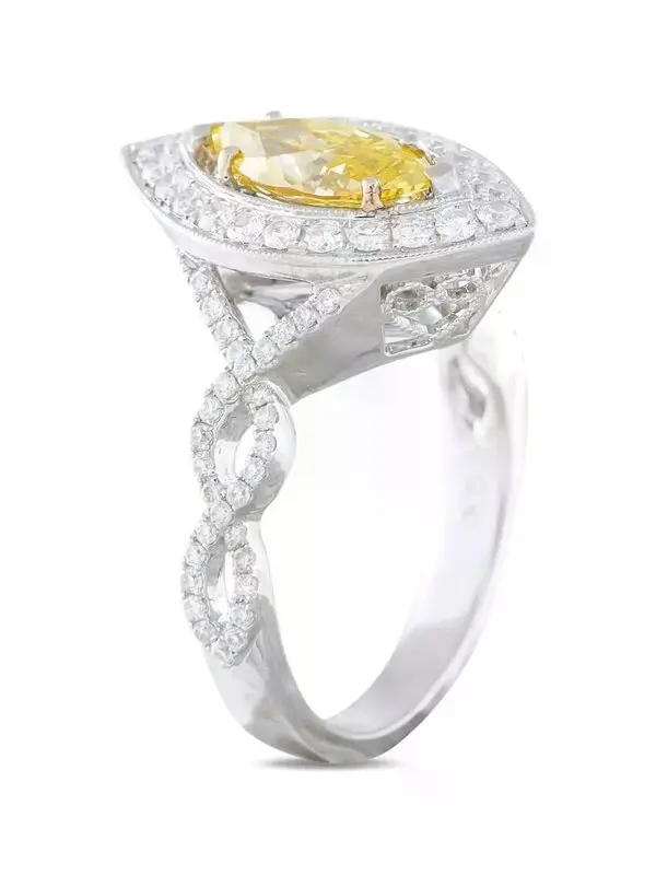 LB EXCLUSIVE 18k White Gold Marquise & Round Diamond Ring