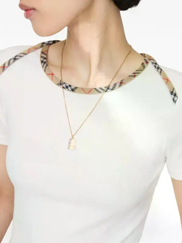 Burberry Check Trim Stretch Cotton T-shirt - Neutrals