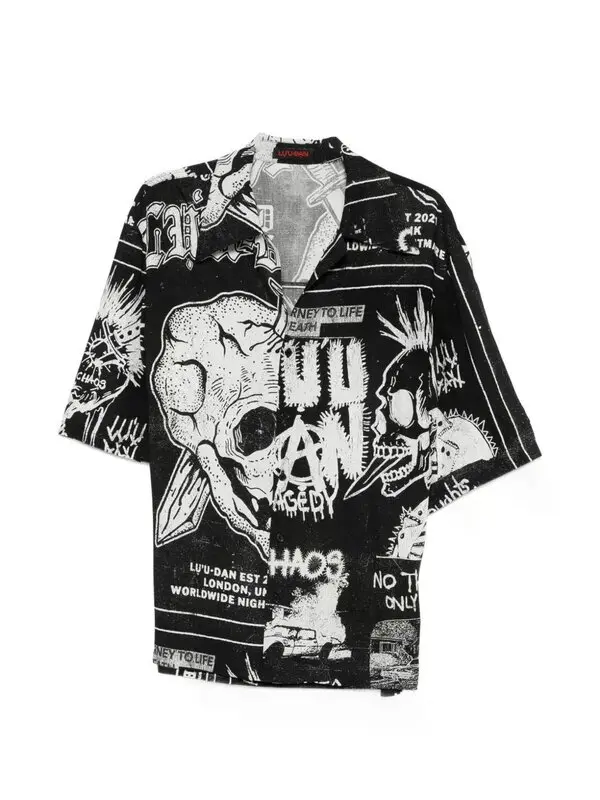LỰU ĐẠN Skull-print Shirt - Black