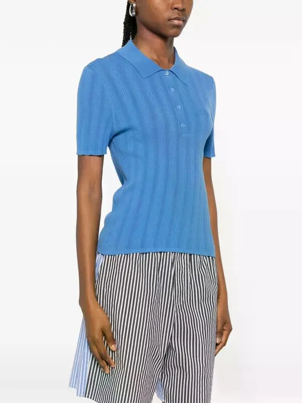 Eric Bompard Ribbed Polo Shirt - Blue