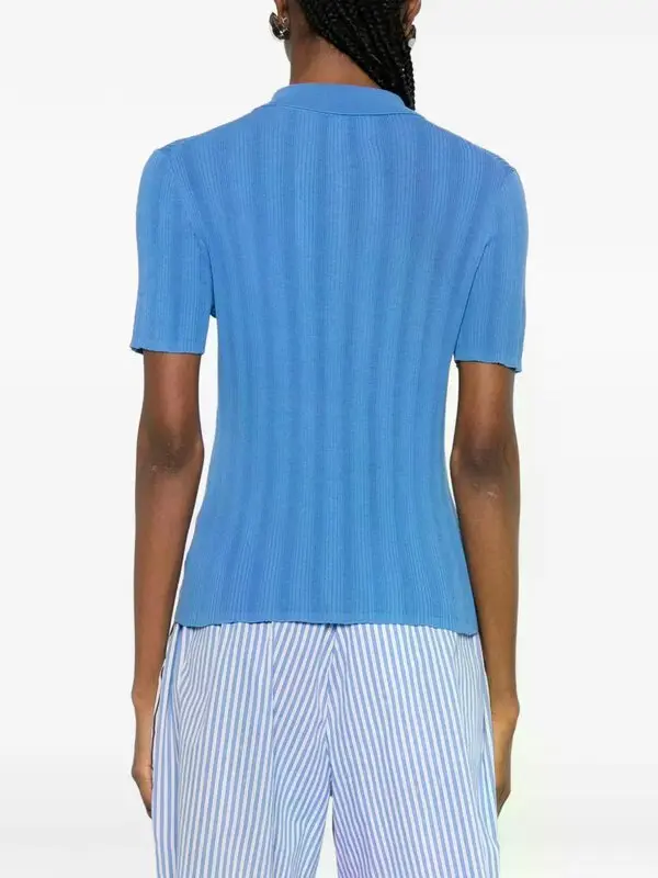 Eric Bompard Ribbed Polo Shirt - Blue