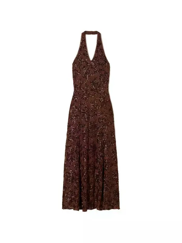 TWINSET Long Tulle Halterneck Sequin Dress