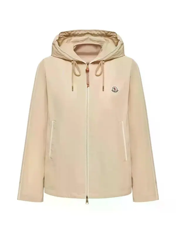 Moncler Logo Patch Hooded Jacket - Neutrals