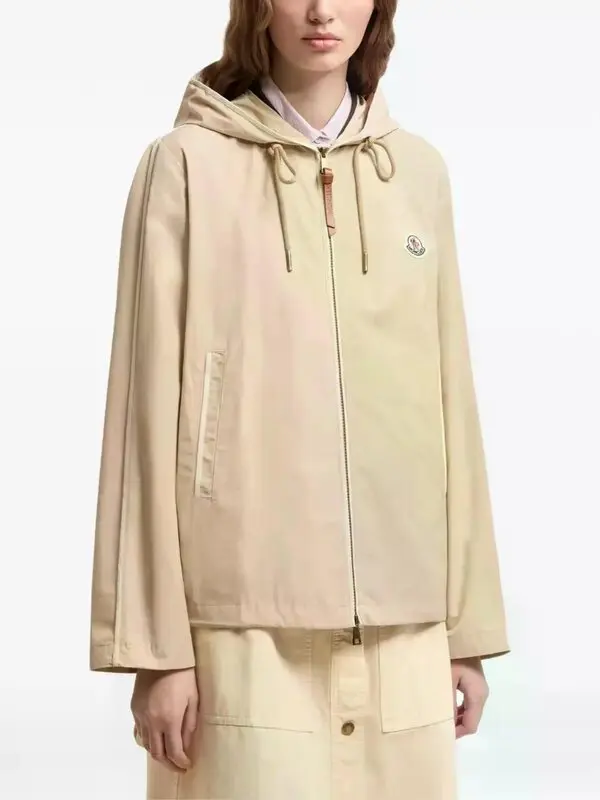 Moncler Logo Patch Hooded Jacket - Neutrals