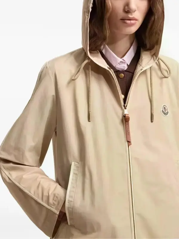 Moncler Logo Patch Hooded Jacket - Neutrals