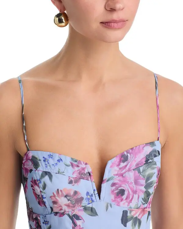 Aqua Mixed Floral Tier Maxi Dress