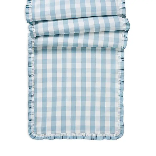 JULISKA Gingham Ruffle Table Runner, 18 X 90 - Blue