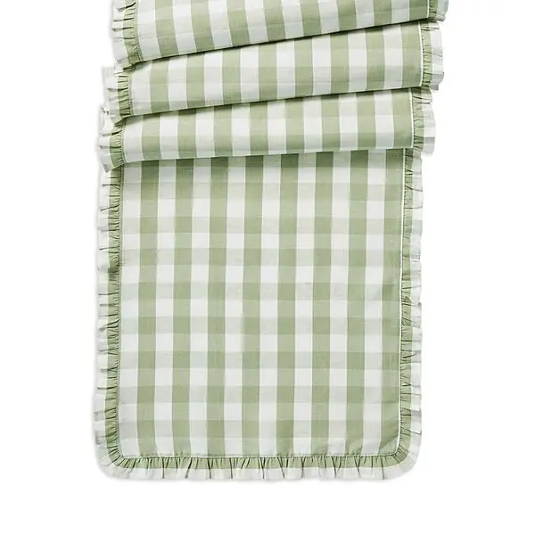 JULISKA Gingham Ruffle Table Runner, 18 X 90 - Green