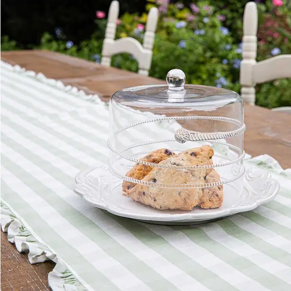 JULISKA Gingham Ruffle Table Runner, 18 X 90 - Green