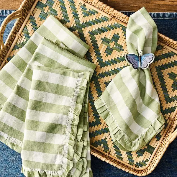 JULISKA Gingham Ruffle Napkins, Set Of 4 - Green