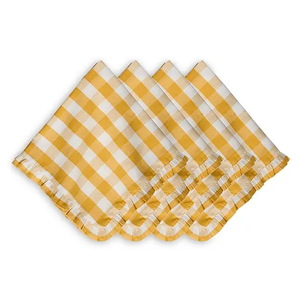 JULISKA Gingham Ruffle Napkins, Set Of 4 - Yellow