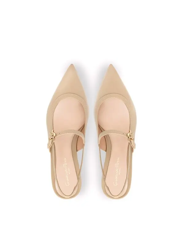 GIANVITO ROSSI Allette Slingback Pumps - Beige Overflow Leather