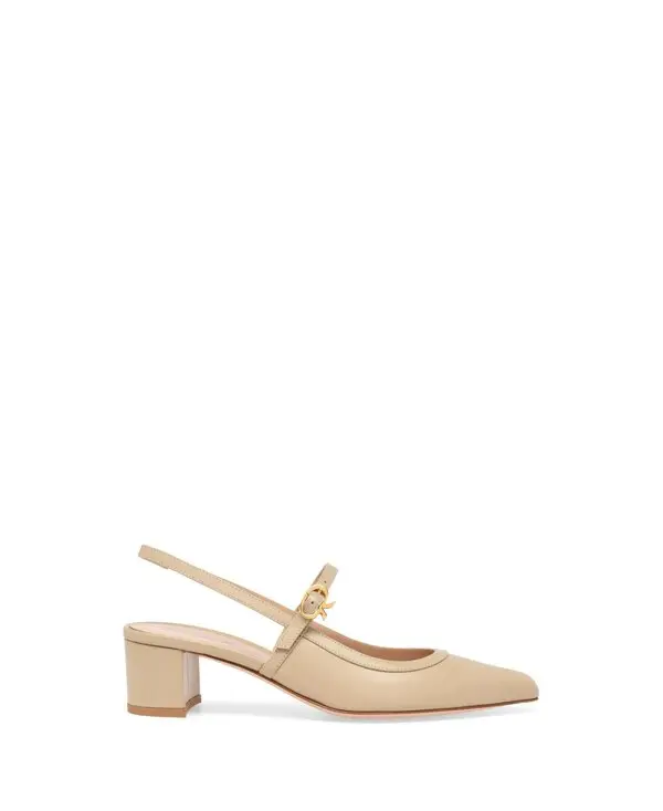GIANVITO ROSSI Allette Slingback Pumps - Beige Overflow Leather
