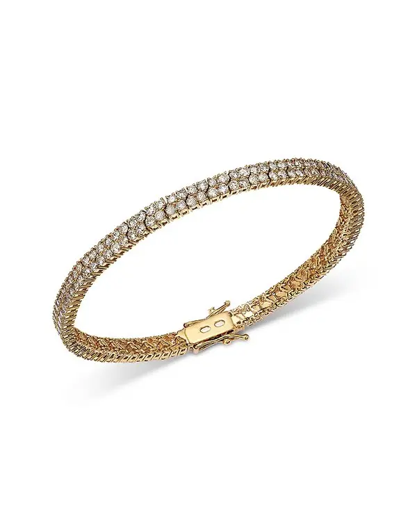 Bloomingdale'S Diamond Double Row Tennis Bracelet In 14k Gold, 4.50 Tcw - Yellow Gold