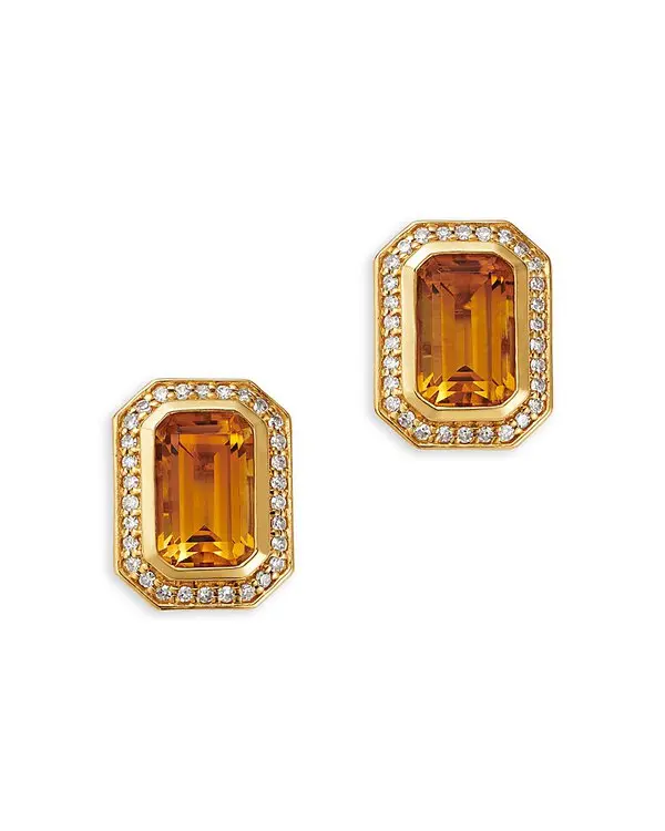 Bloomingdale'S Citrine And Diamond Stud Earrings - Gold