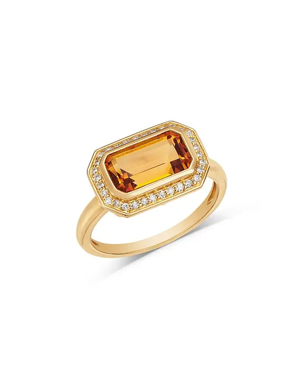Bloomingdale'S Citrine And Diamond Halo Ring - Gold