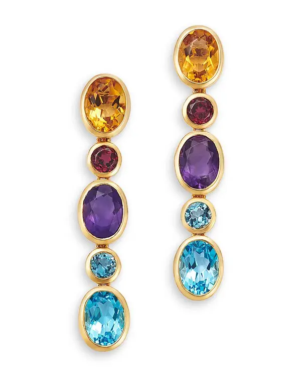 Bloomingdale'S Multi Gemstone Linear Drop Earrings - Gold