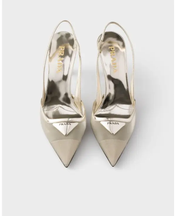 Prada Mesh Fabric Slingback Pumps