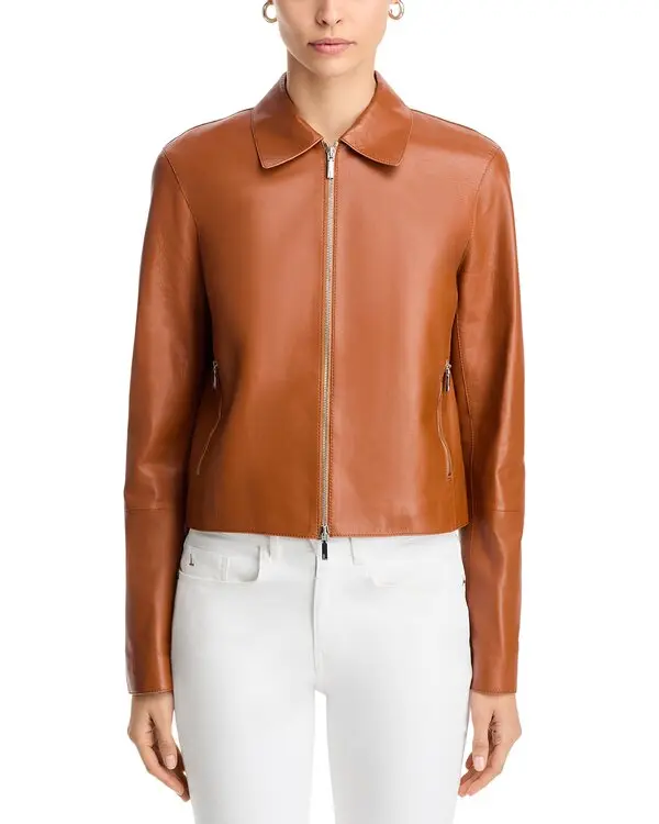 Lafayette 148 New York Zip Front Leather Jacket