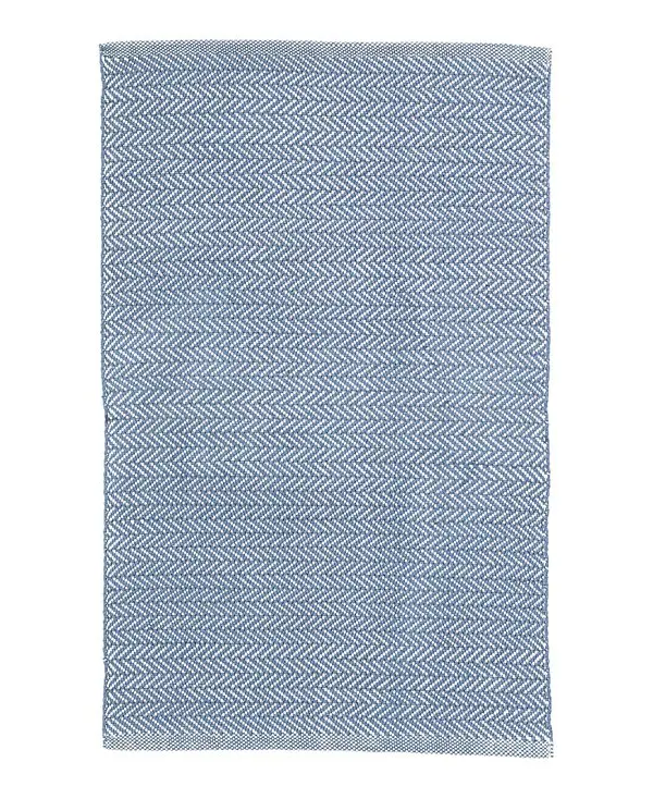 DASH & ALBERT Dash Albert Annie Selke Da395 Herringbone Indoor/outdoor Area Rug, 2'6x18'0 - Blue/ivory