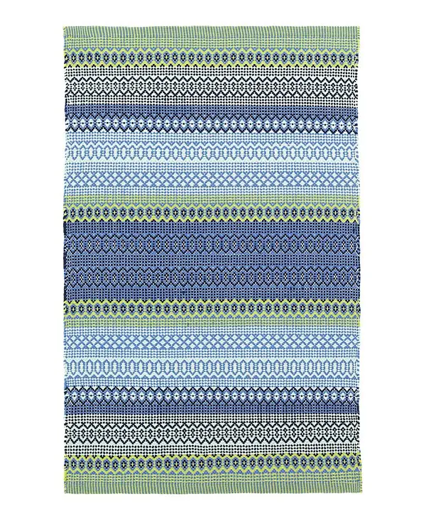 DASH & ALBERT Dash Albert Annie Selke Da662 Fiesta Stripe Indoor/outdoor Area Rug, 2'6x12'0 - Blue/green