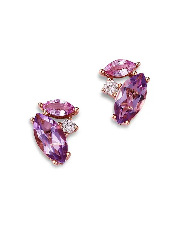 Bloomingdale'S Pink Amethyst, Pink Sapphire & Diamond Earrings - Pink/gold