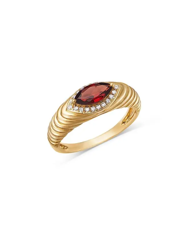 Bloomingdale'S Garnet And Diamond Marquis Halo Ring - Gold