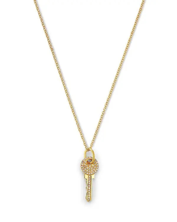 Bloomingdale'S Diamond Key Pendant Necklace In 14k Yellow - Gold