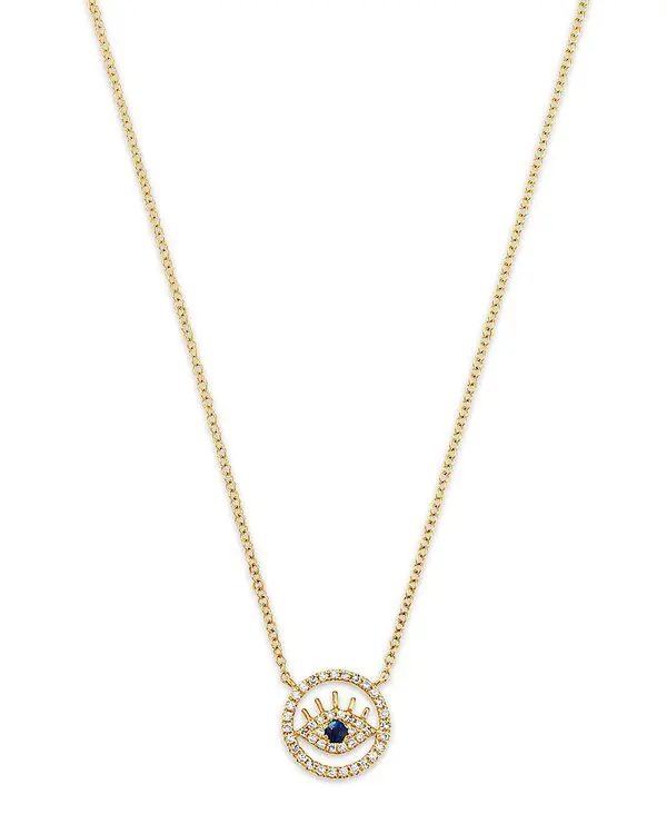 Bloomingdale'S 14k Yellow Sapphire And Diamond Evil Eye Pendant - Gold