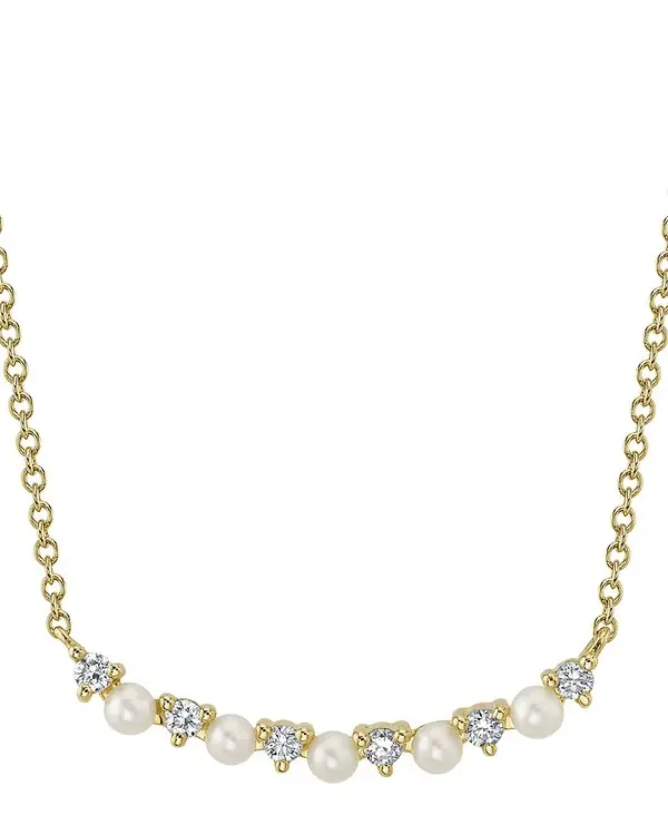 MOON & MEADOW 14k Yellow Diamond And Cultured Pearl Necklace - Gold