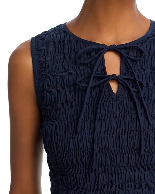 Moon River Shirred Waist Midi Dress