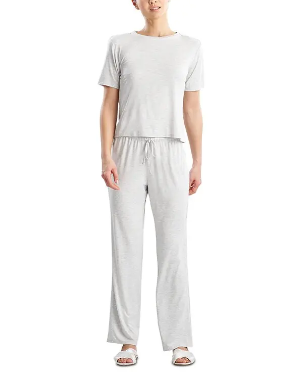 Natori Feathers Essentials Pajama Set - Light Heather Grey