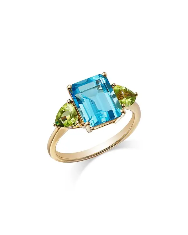 Bloomingdale'S Blue Topaz & Peridot Ring In 14k Yellow - Gold
