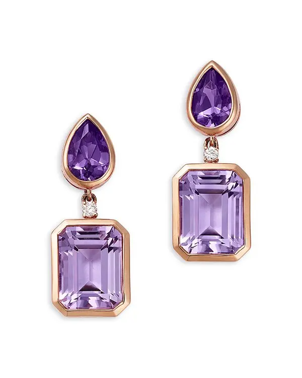 Bloomingdale'S Amethyst, Pink Amethyst & Diamond Drop Earrings - Purple/rose Gold