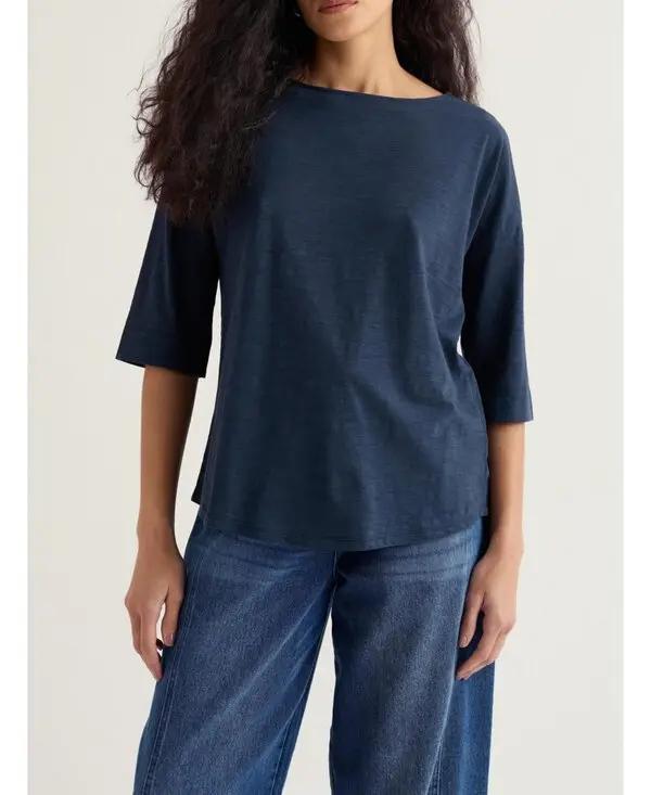 SEASALT CORNWALL Tremayne Quay 3/4 Sleeve Jersey T-shirt - Maritime