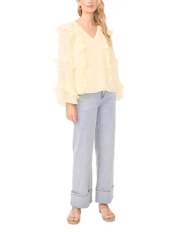 1.State Long Sleeve Ruffle Top