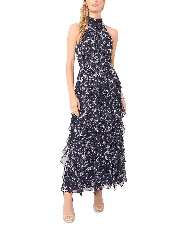 1.State Cascading Ruffle Maxi Dress - Classic Navy