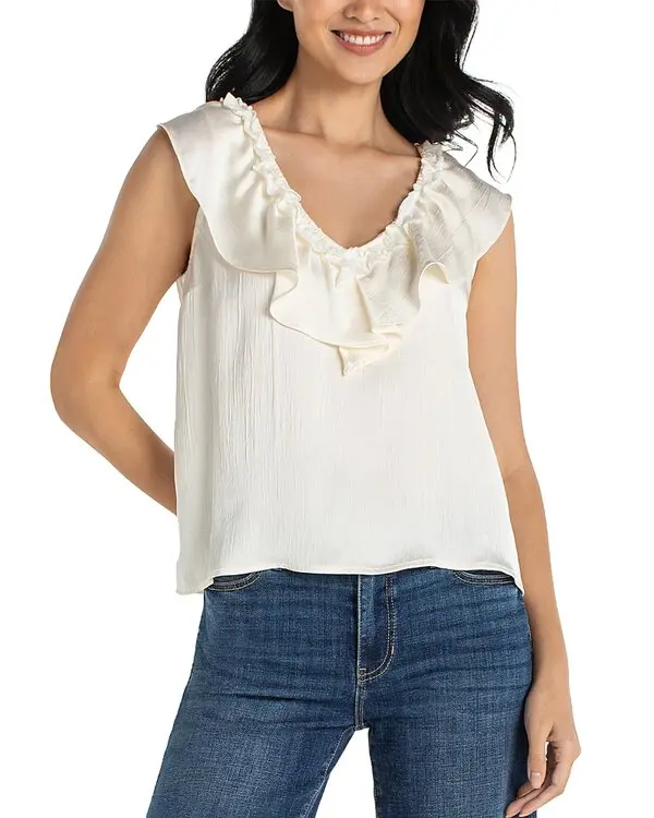 LIVERPOOL Ruffled Sleeveless Top