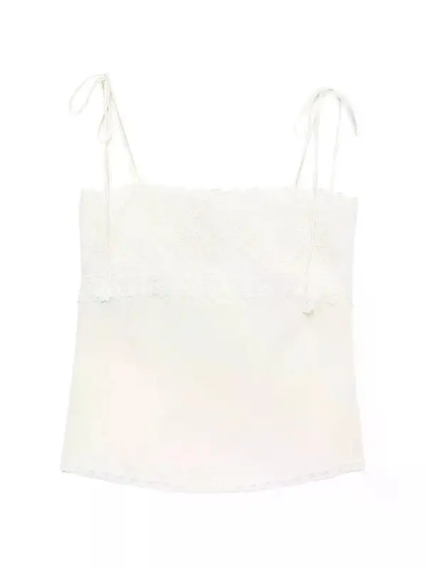 Valentino Garavani Lace-trim Tie-strap Top - Neutrals