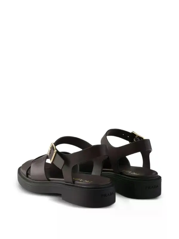 Prada Leather Sandals - Brown