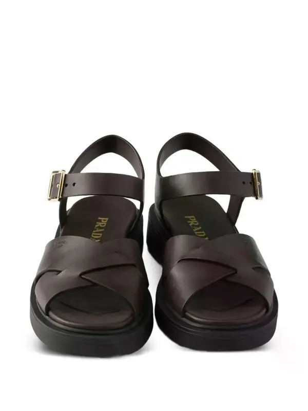 Prada Leather Sandals - Brown