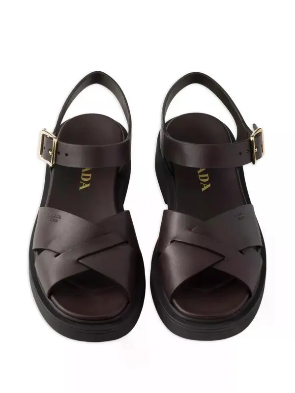 Prada Leather Sandals - Brown
