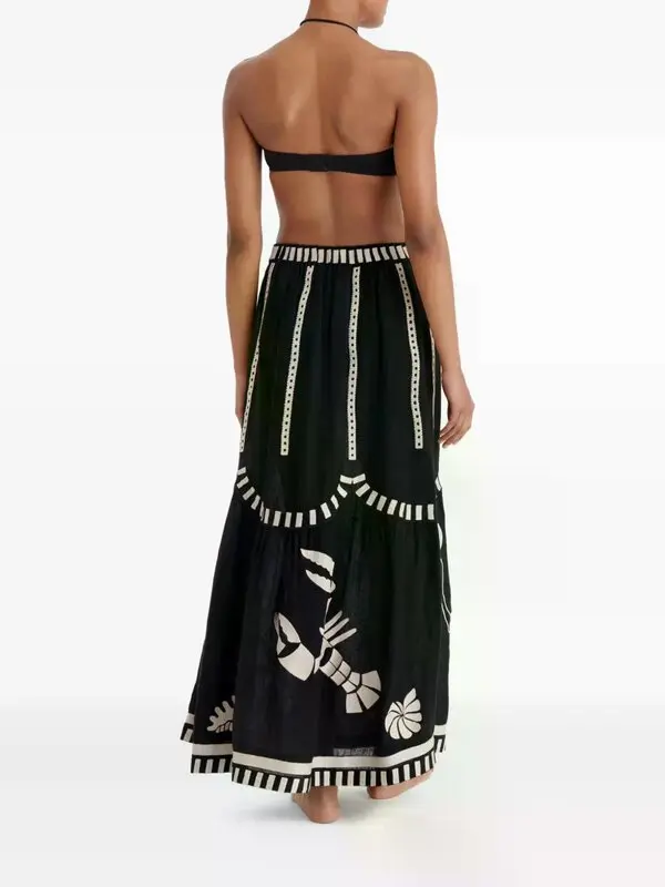 ERES Illustrated Tiered Maxi Skirt - Black