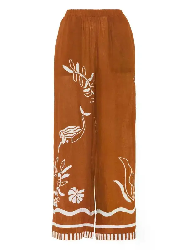 ERES Patterned Wide-leg Trousers - Brown
